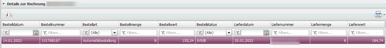 Rechnungen kontrollieren - Uebersicht